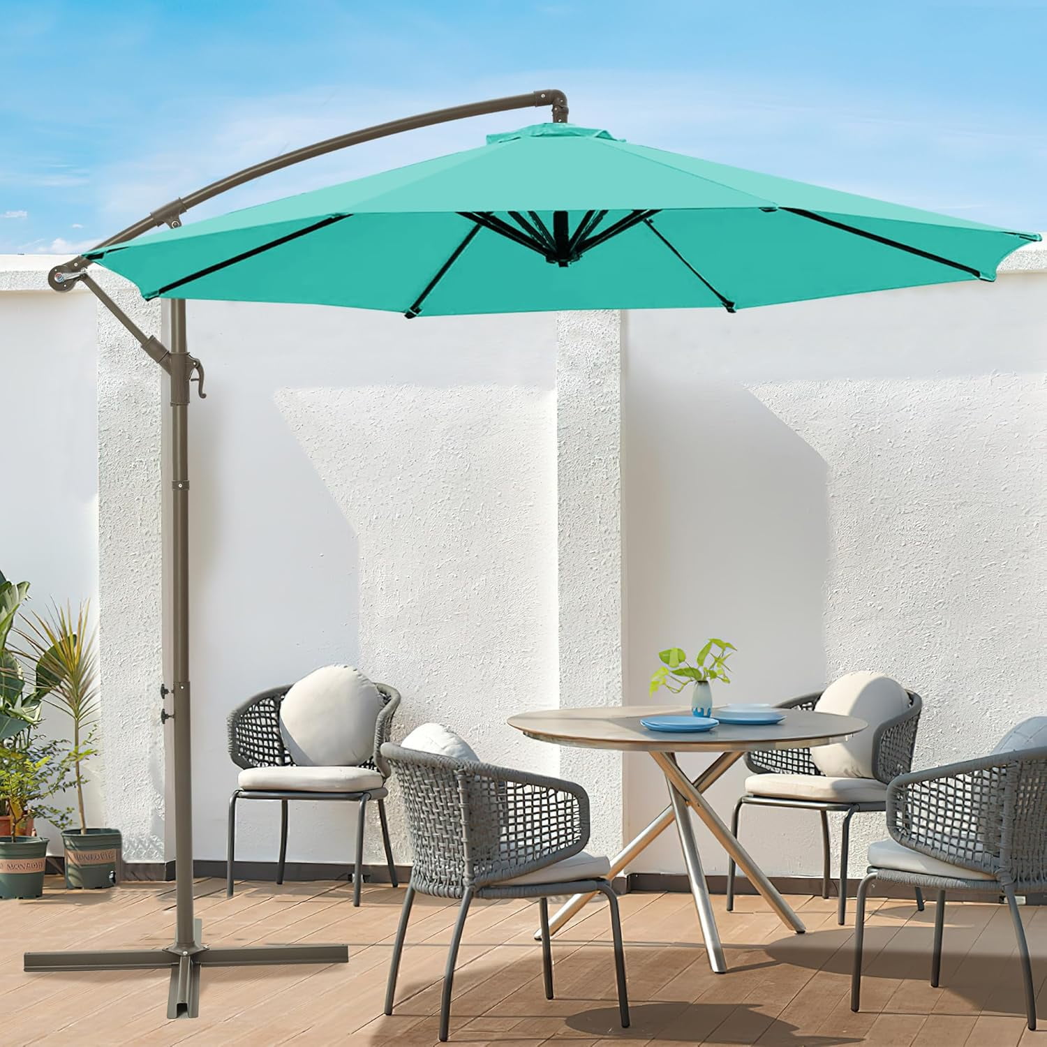 Ayge 10ft Offset Cantilever Hanging Outdoor Patio Umbrella Market ...