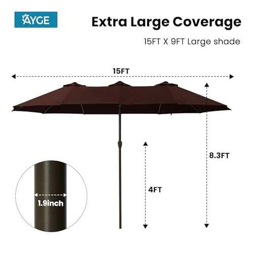Ayge 15ft Rectangle Large Outdoor Patio Umbrellas with Base Included ...