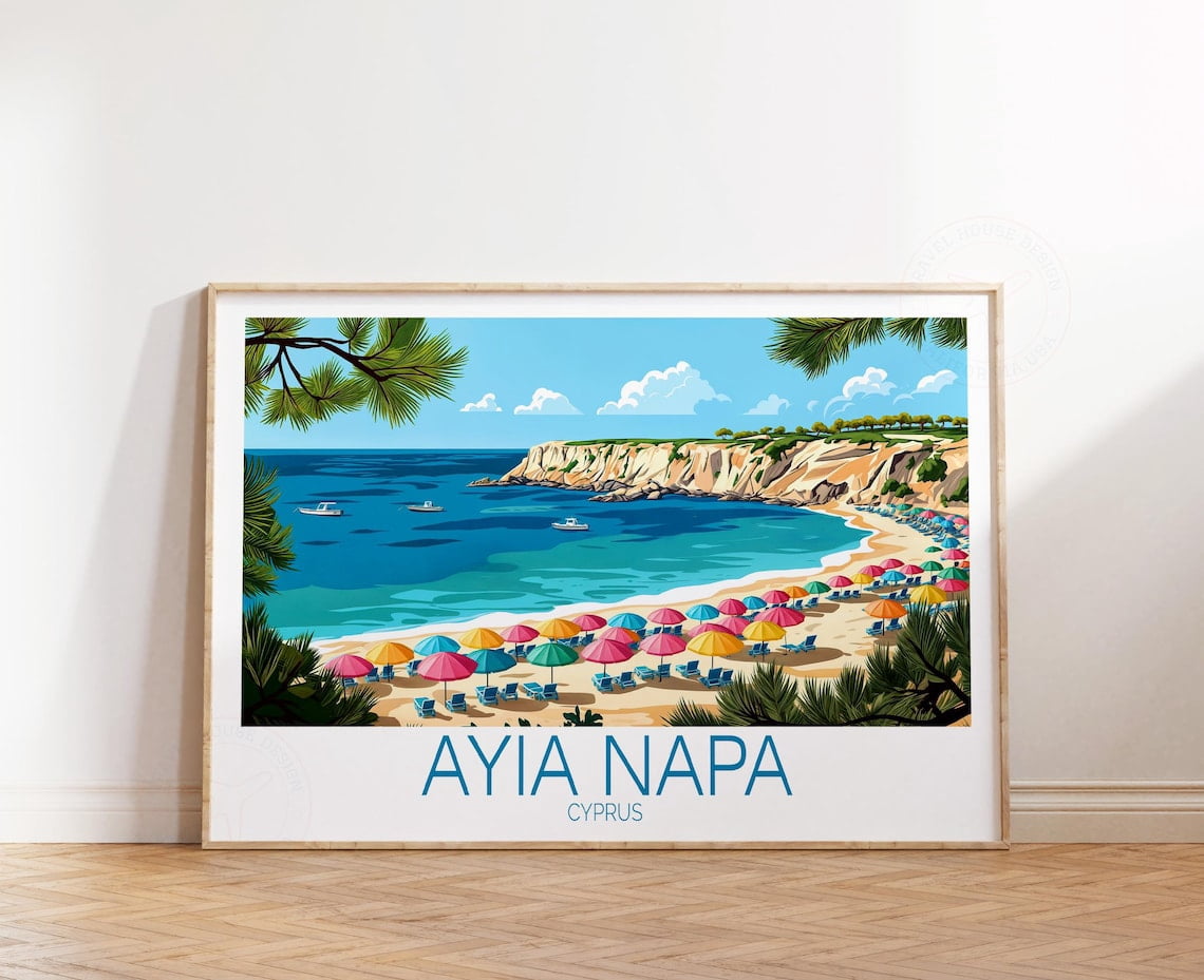 Ayia Napa Cyprus Housewarming Travel Scenery Wall Art V2, Unframed ...