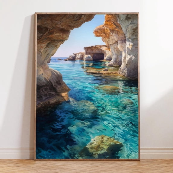 Ayia Napa Cyprus Mediterranean Sea Caves Wall Art Unframed Paper Print ...