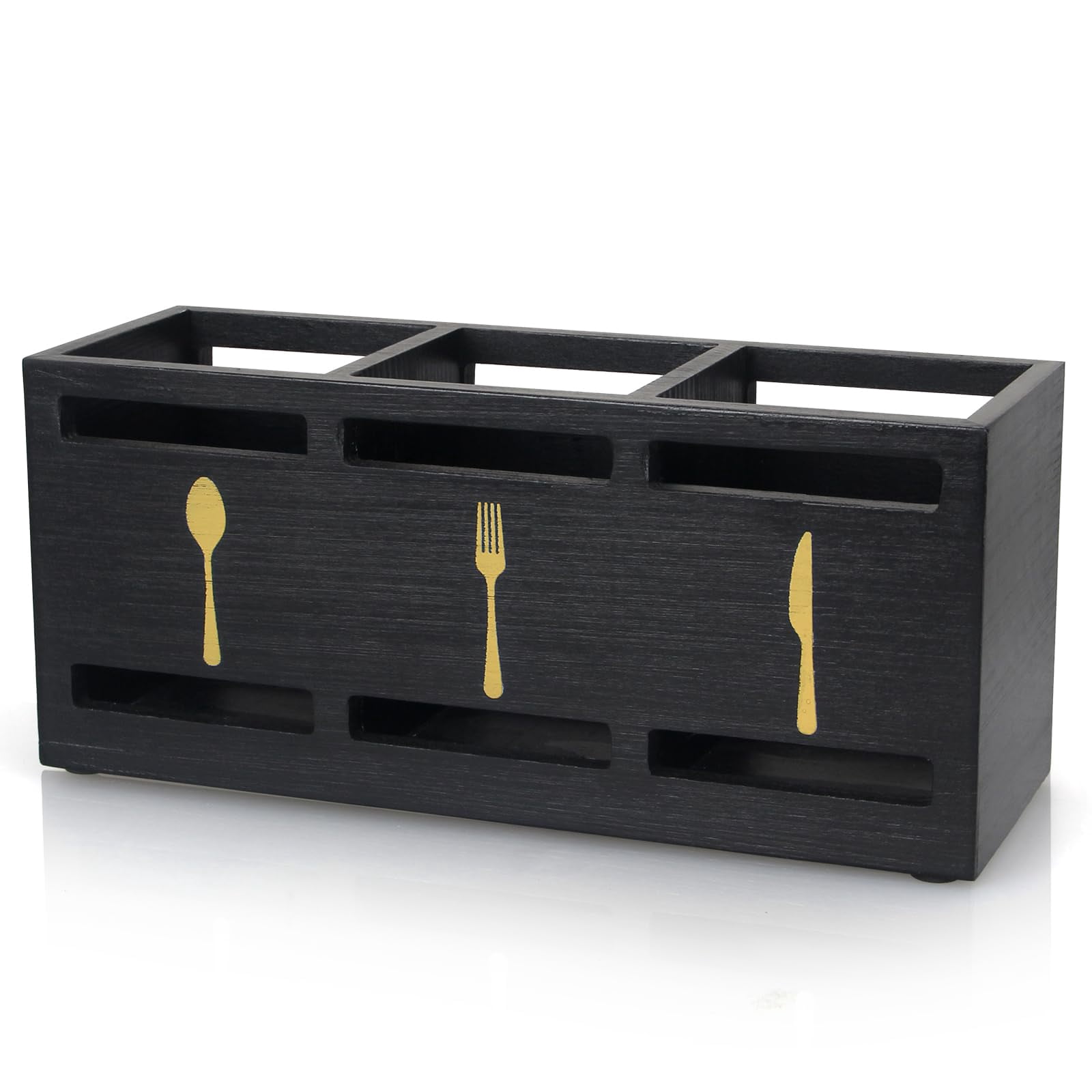 Ayiaren Wooden Cutlery Silverware Holder Flatware Utensil Caddy Utensil ...