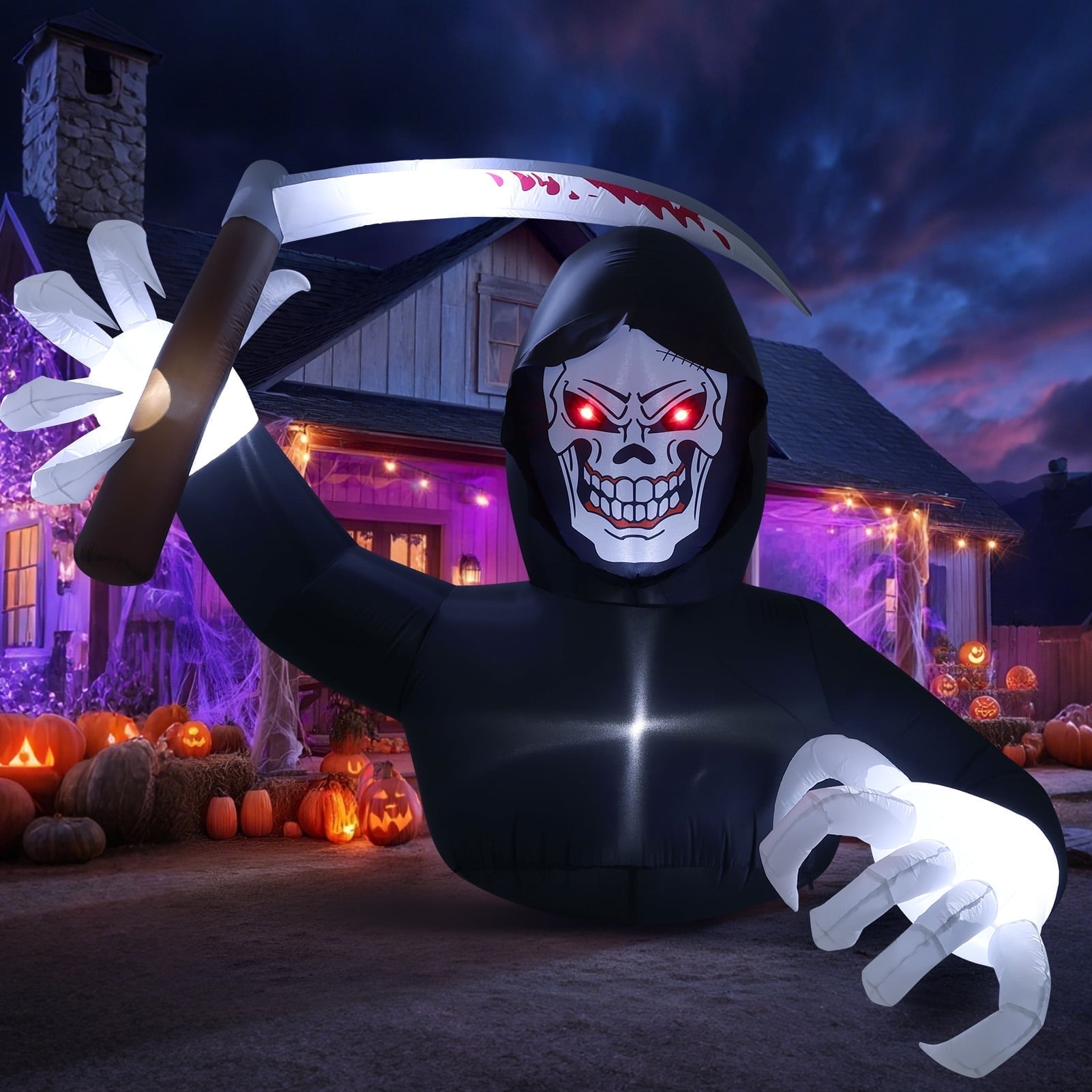 Ayieyill 5.9FT Halloween Inflatables Grim Reaper with LED Lights ...