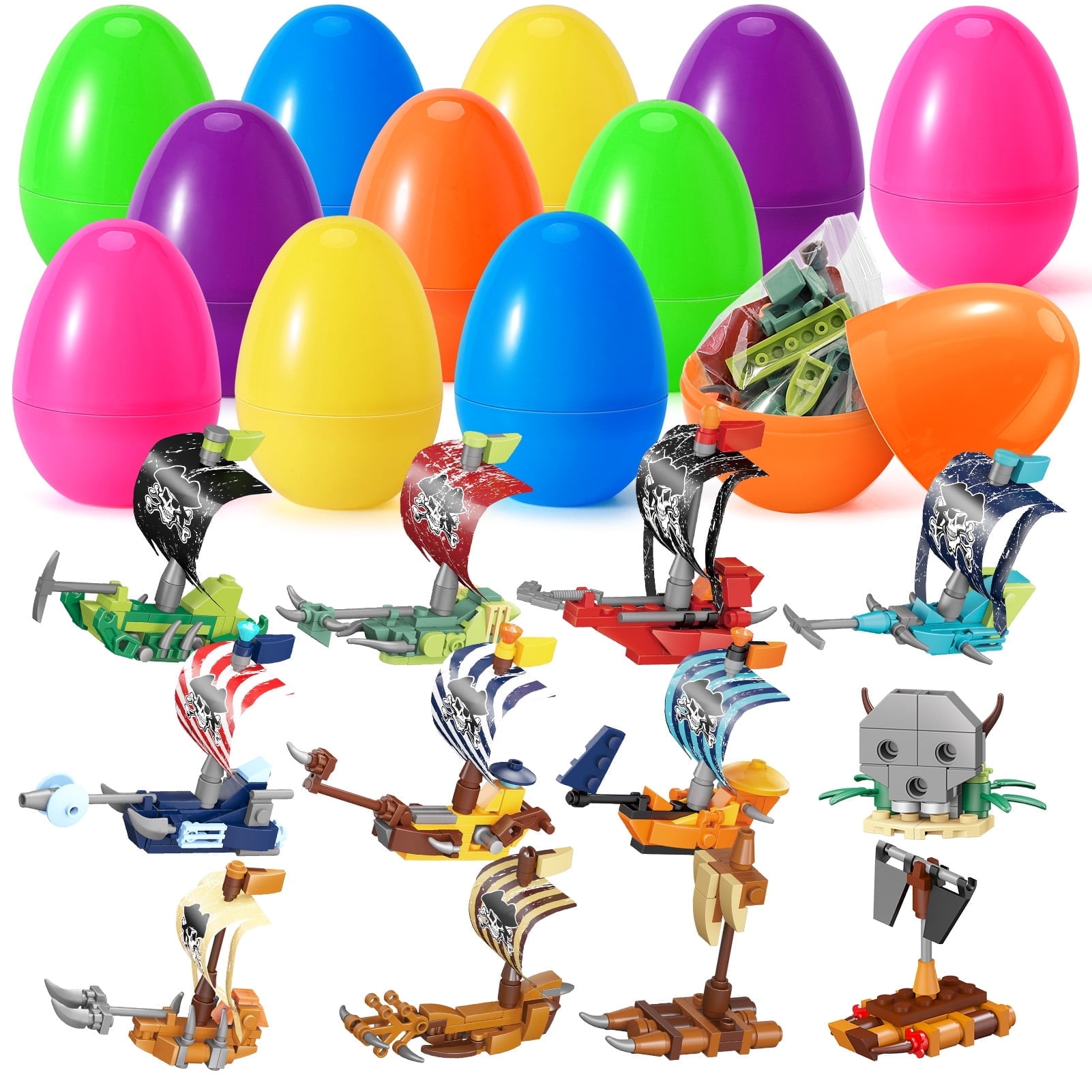 Ayieyill 12 Pcs Prefilled Easter Eggs with Ship Building Blocks for ...