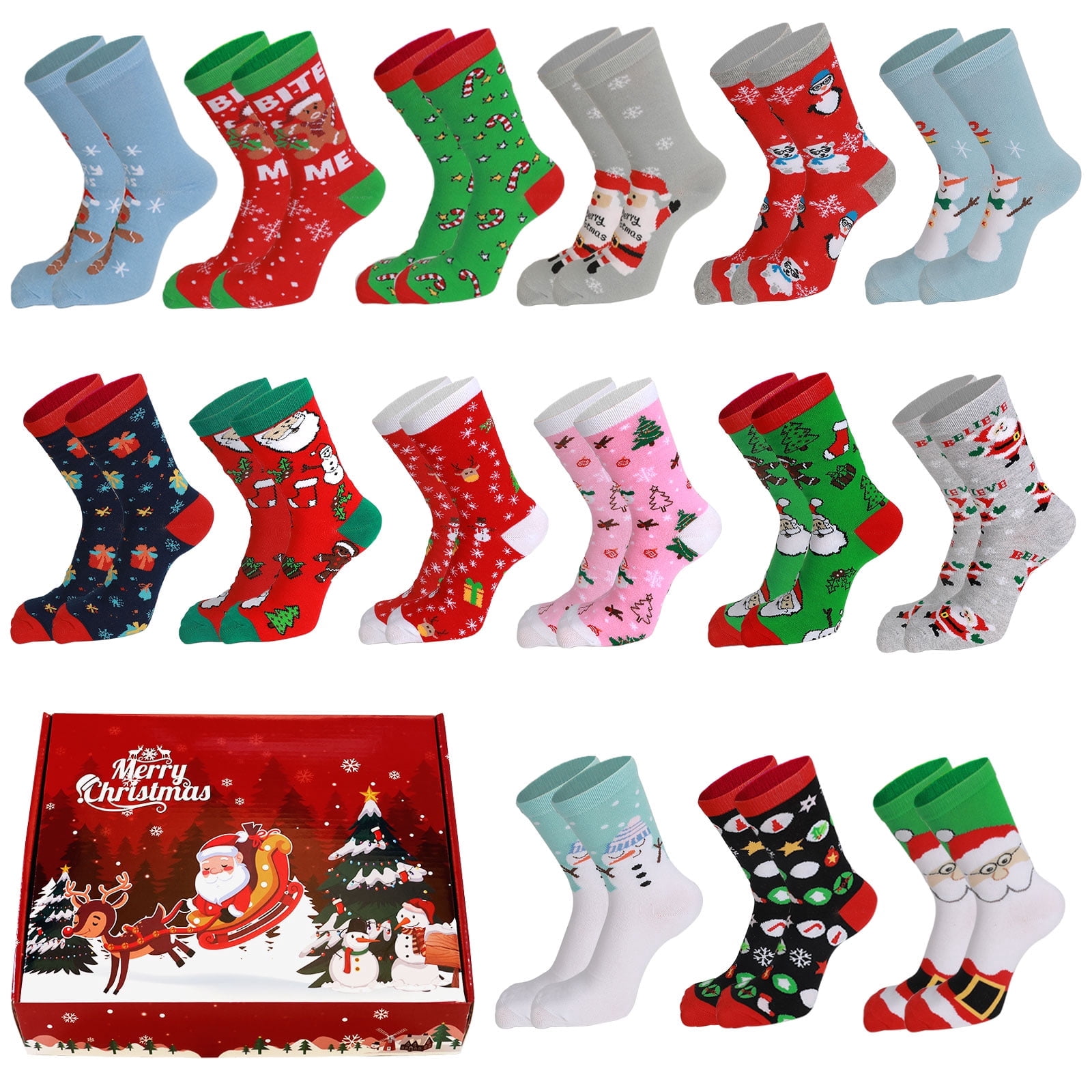 Ayieyill 15 Pairs Christmas Socks Gifts for Women Adults Family ...