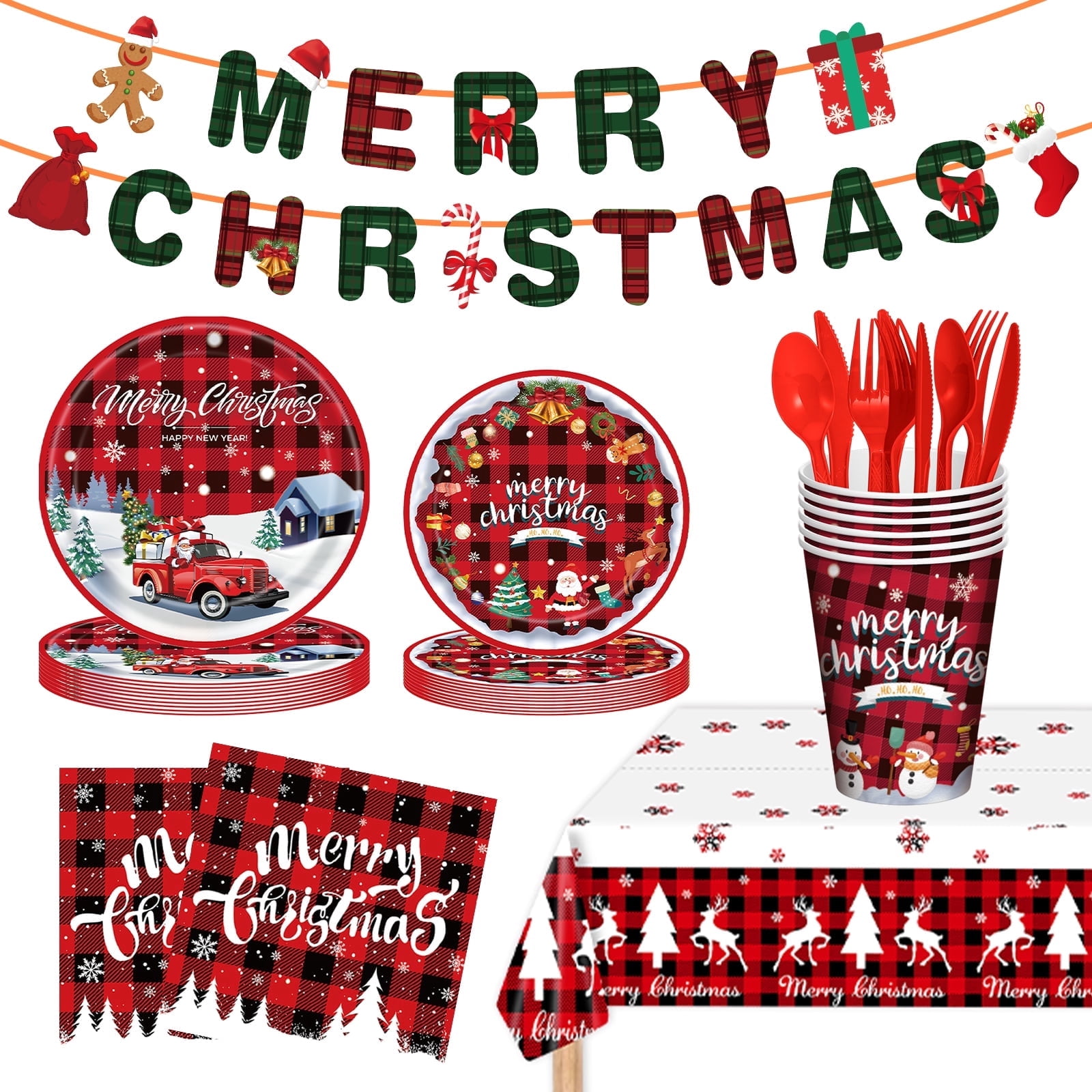 Ayieyill 170Pcs Christmas Party Supplies, Christmas Disposable ...