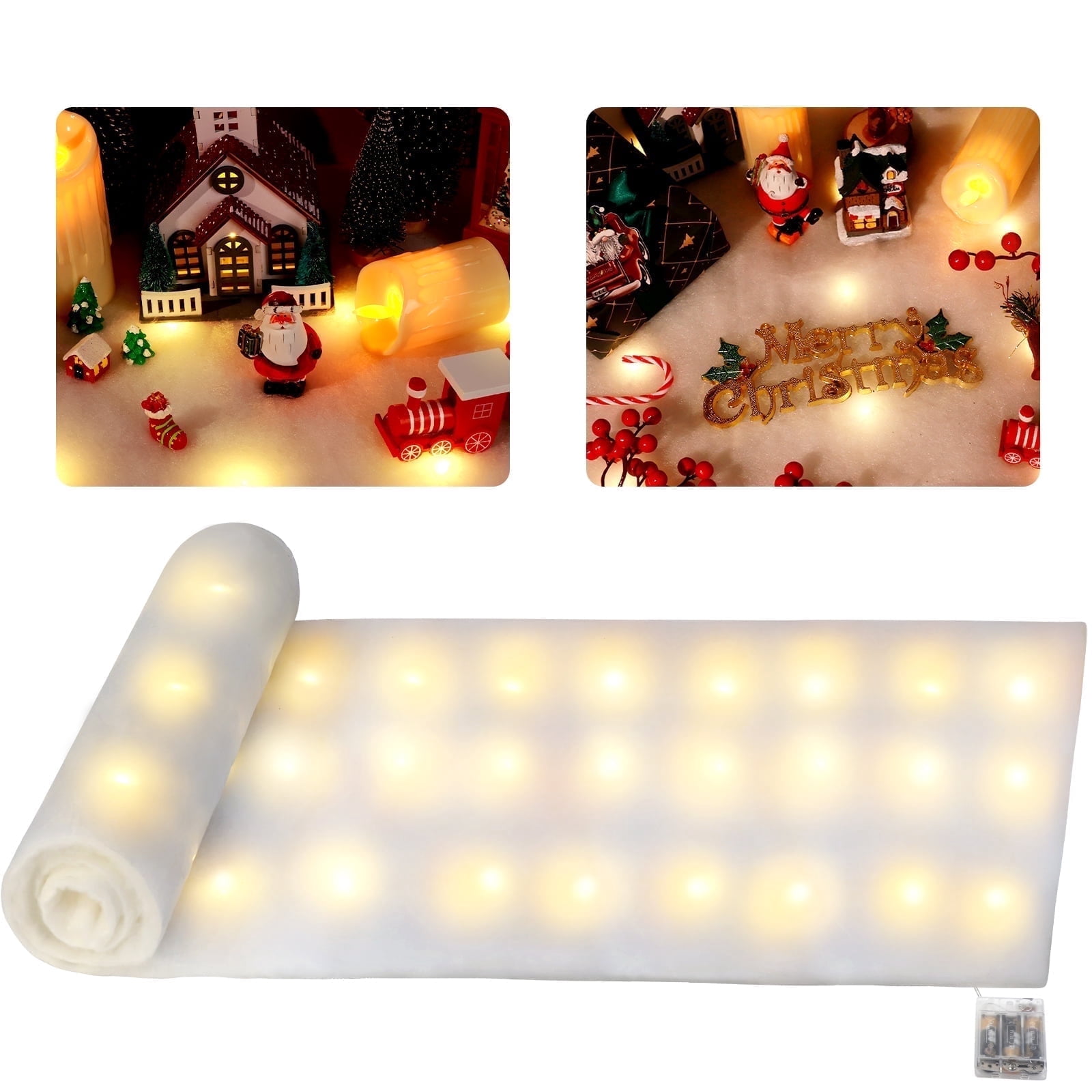 Ayieyill 1Pcs LED Christmas Snow Blanket for Christmas Village, Fake ...