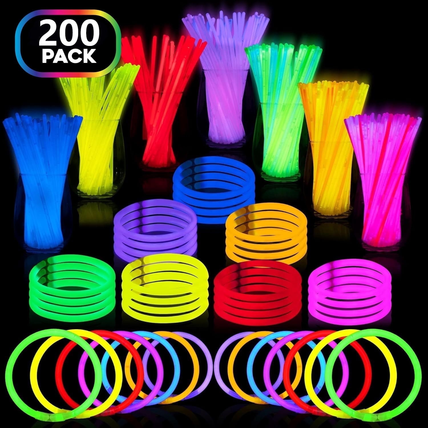 Ayieyill 200pcs Glow Sticks Bulk Party Pack 8" Halloween Glow Sticks ...