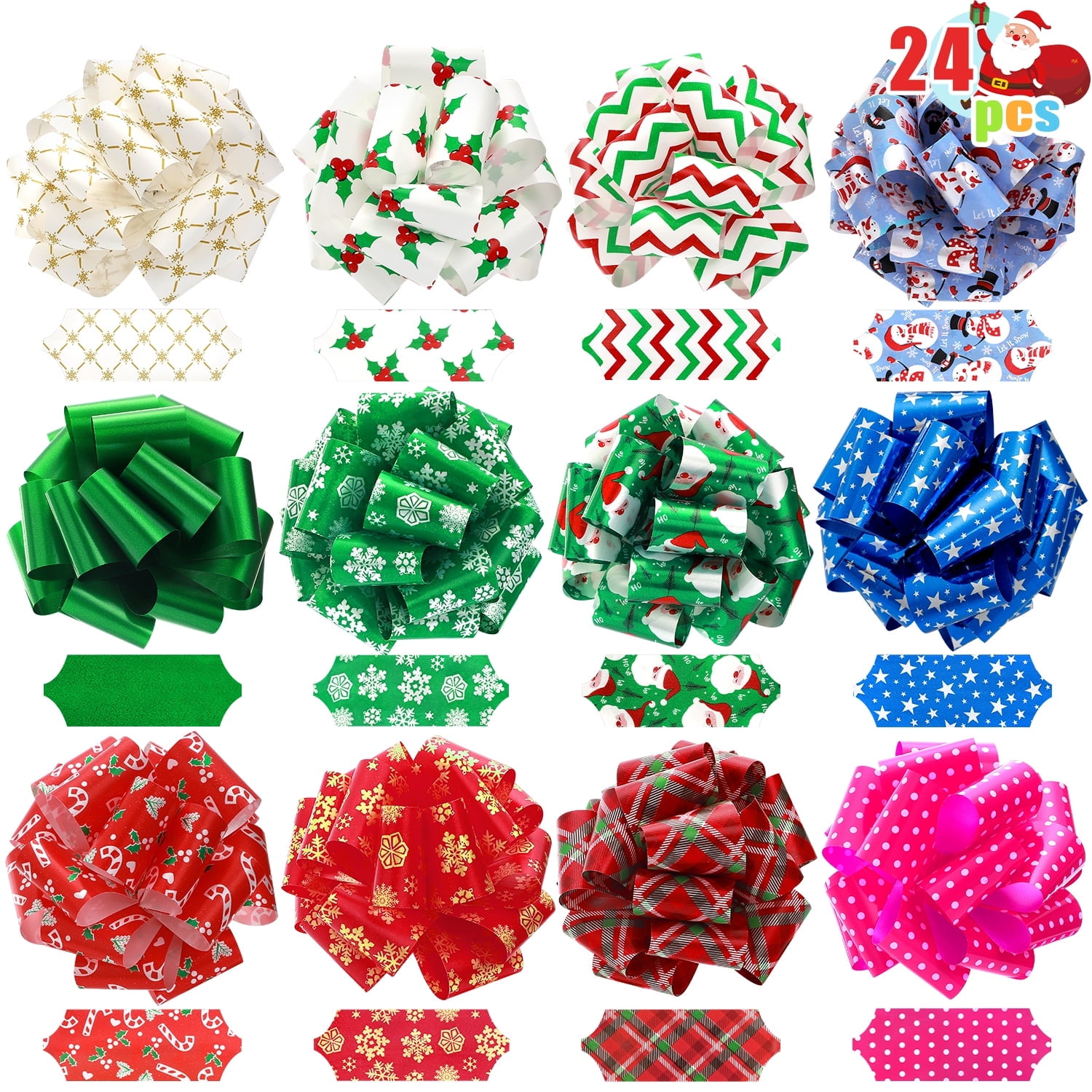 Ayieyill 24pcs Christmas Bows, Easy and Fast Christmas Holiday Gift ...