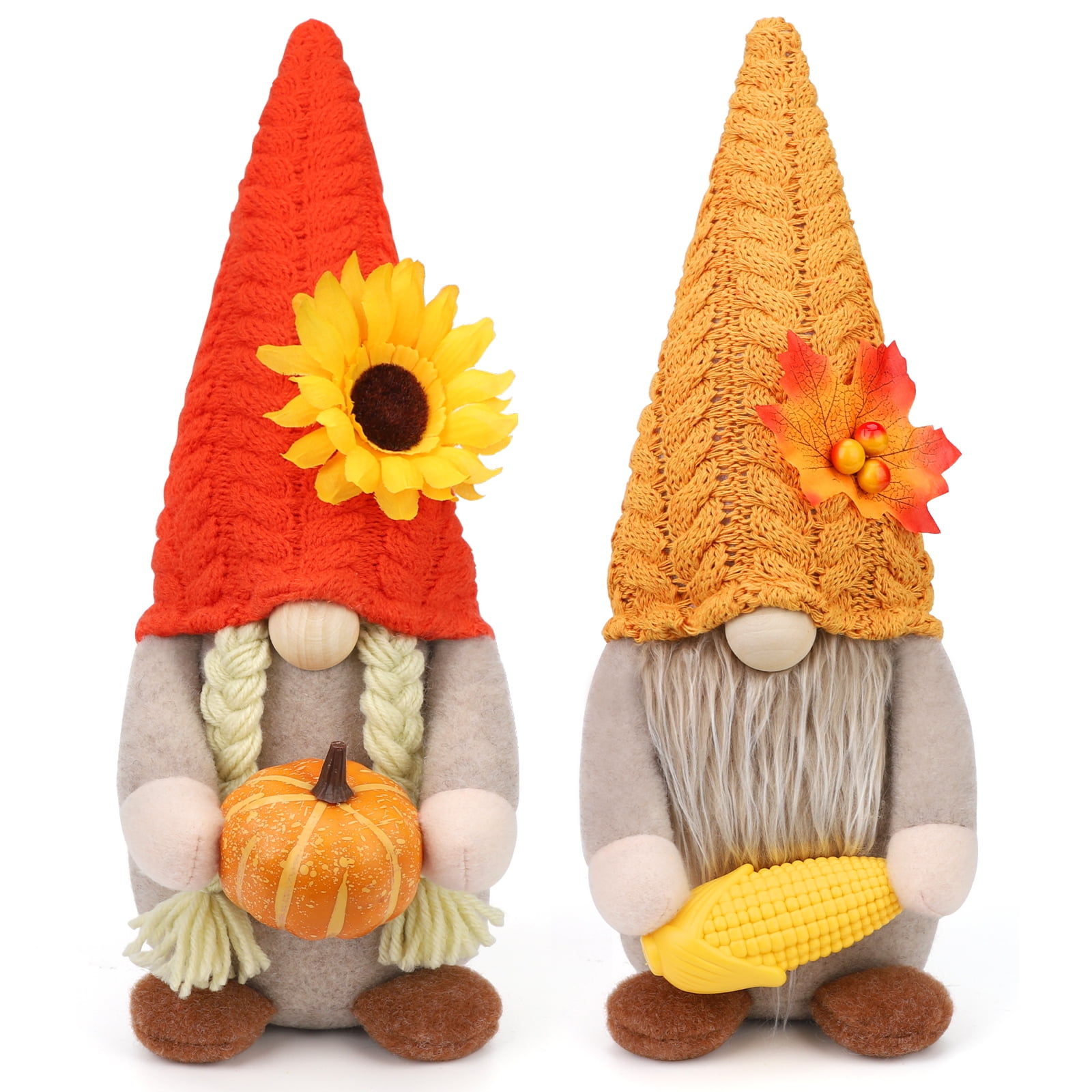 Ayieyill 2Pack Fall Gnomes Decorations Gnomes Hold Pumpkins and Corn ...