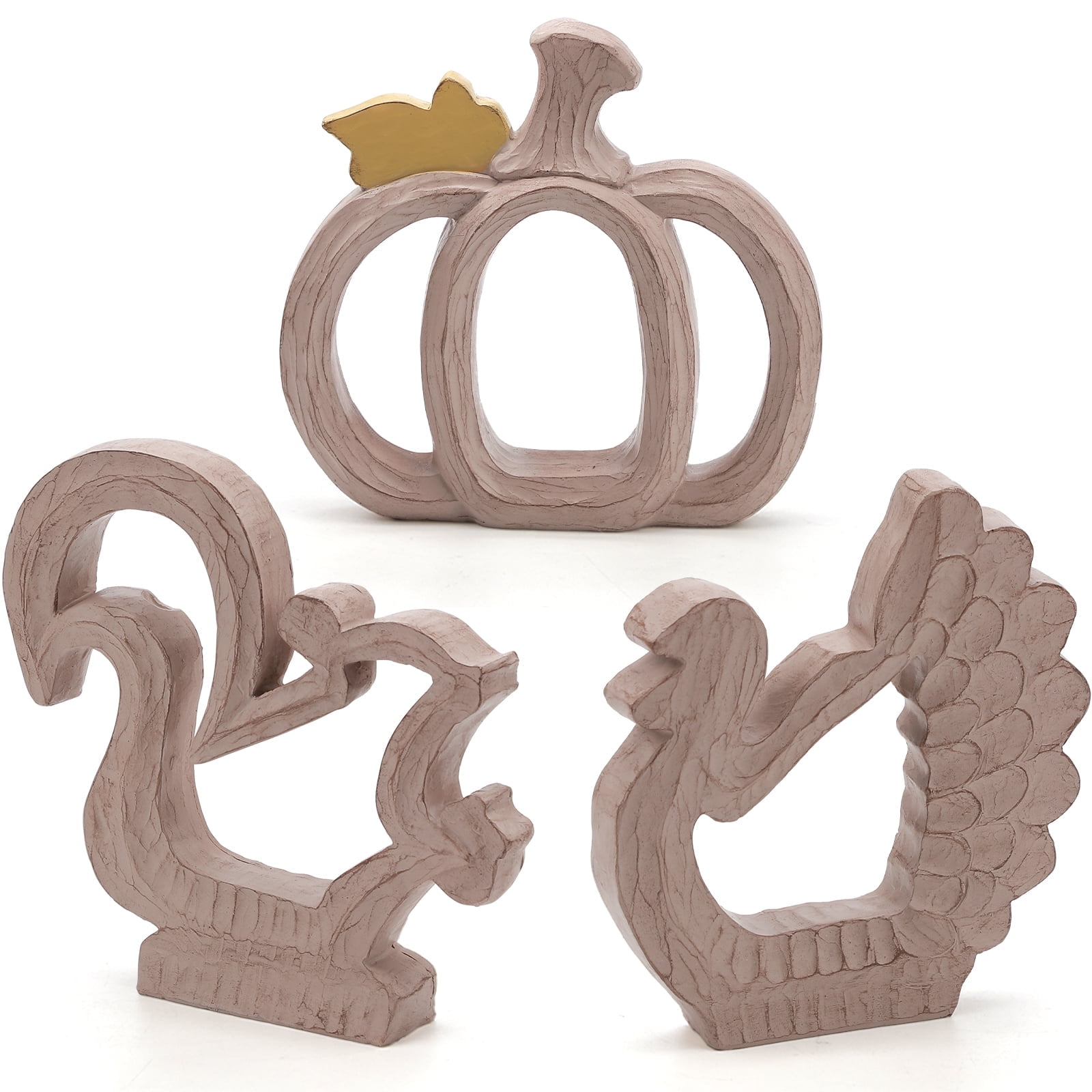 Ayieyill 3pcs Thanksgiving Decorations Pumpkin Turkey Squirrel ...