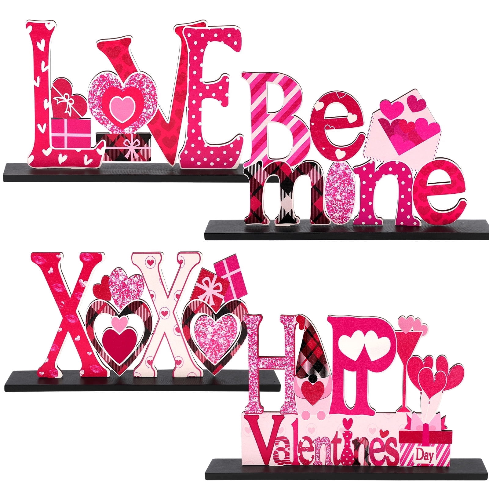 Ayieyill 4 Pcs Valentine's Day Love Wooden Table Signs, Decorative ...