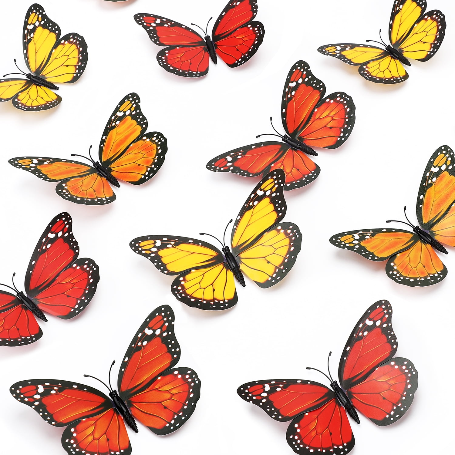 Ayieyill 40pcs 3D Monarch Butterfly Decorations, Magnetic Wall Decals ...