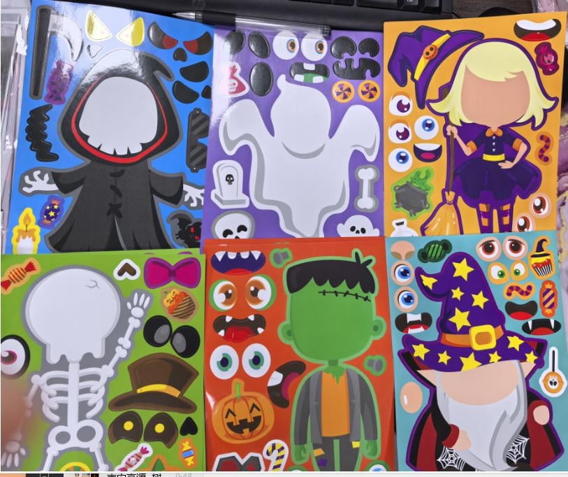 Ayieyill 48PCS Halloween Make a Face Sticker Pack for Kids, Halloween ...