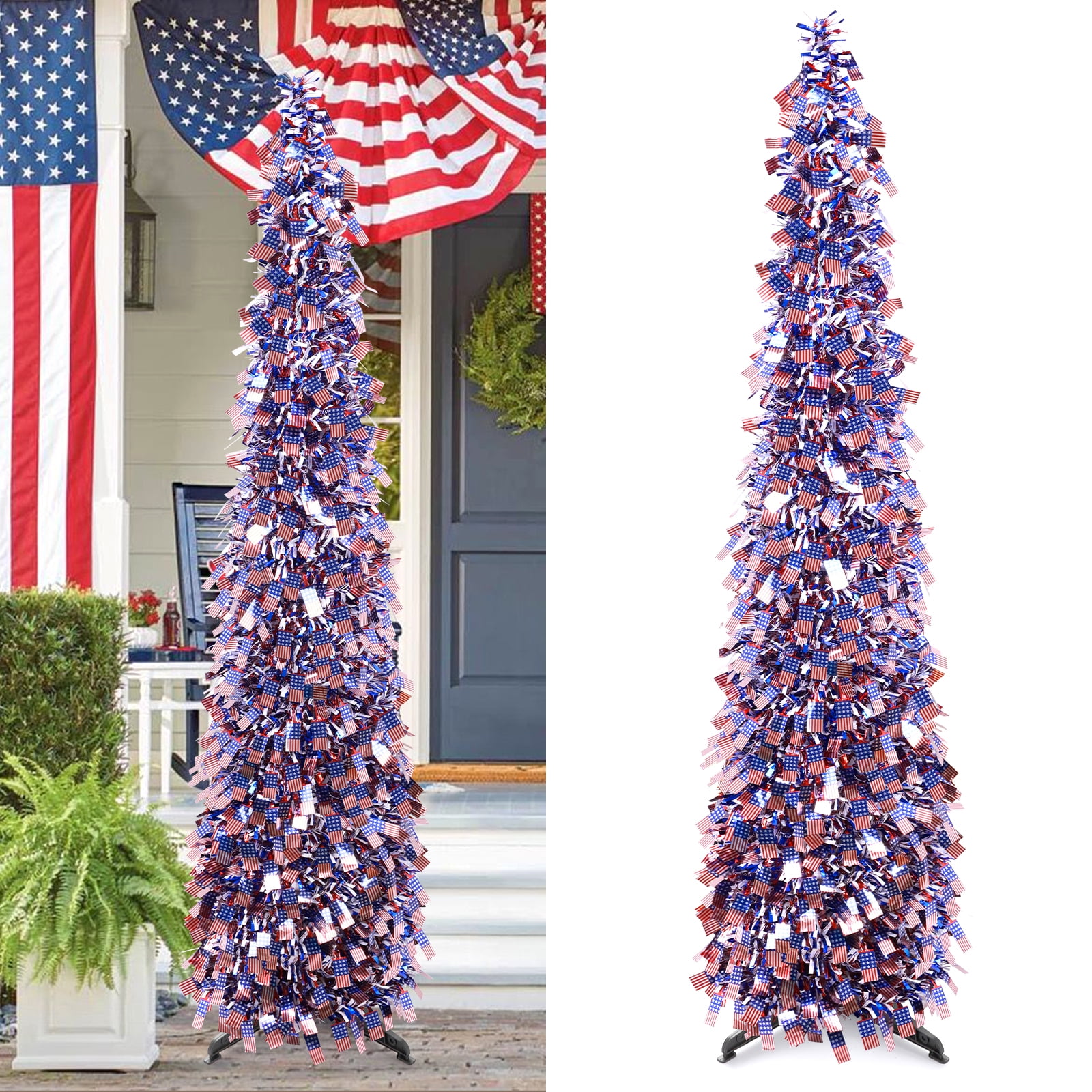 Ayieyill 5ft Pop Up Patriotic Tree, 4th of July Decorations ...