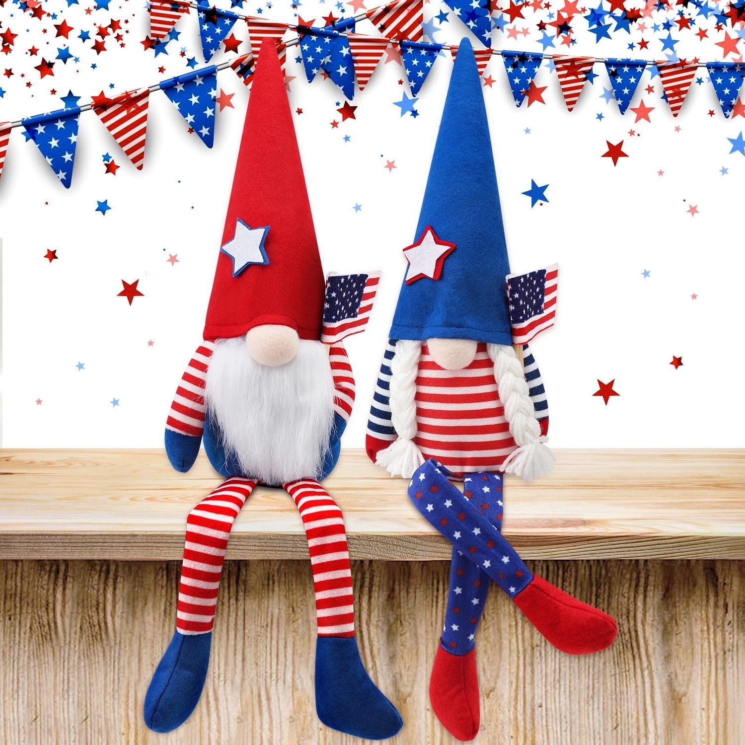 Ayieyill 4th of July Patriotic Gnomes, Independence Day & Memorial Decor, American Gnome Couple ...