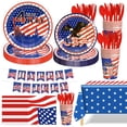 Ayieyill 170Pcs Fourth of July Party Supplies, Patriotic Tableware Set ...