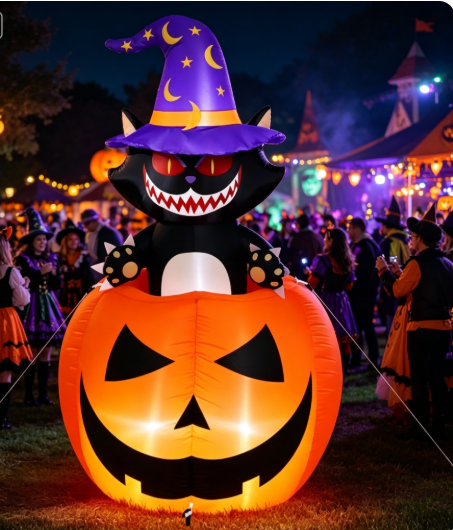 Ayieyill 6FT Halloween Inflatable Archway with Black Cat Pumpkin Design ...
