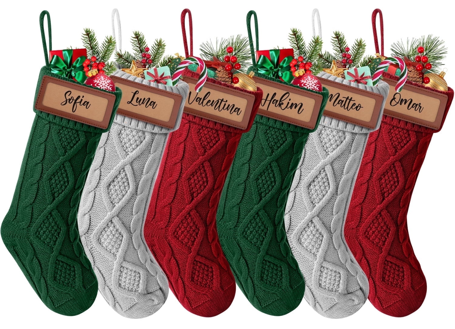 Ayieyill 6Pack Christmas Stockings, 18" Large Knitted Stocking ...