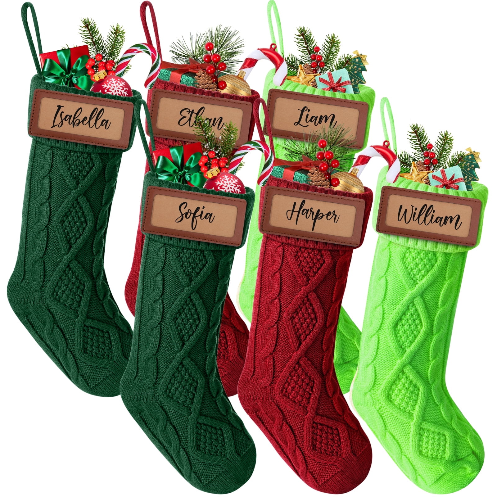 Ayieyill 6Pack Christmas Stockings, 17.7Inches Large Knitted Stocking ...