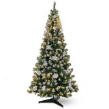 Ayieyill 7.5 ft Pre-Lit Artificial Christmas Tree with 1000 Snow ...