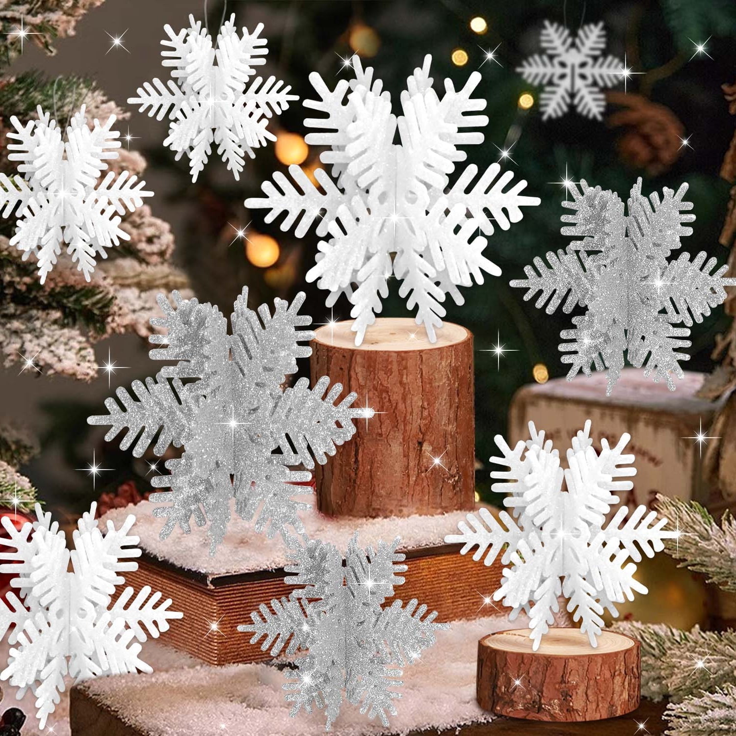 Ayieyill 8 Pcs Snowflake Decorations Christmas, Winter 3D Snowflake ...