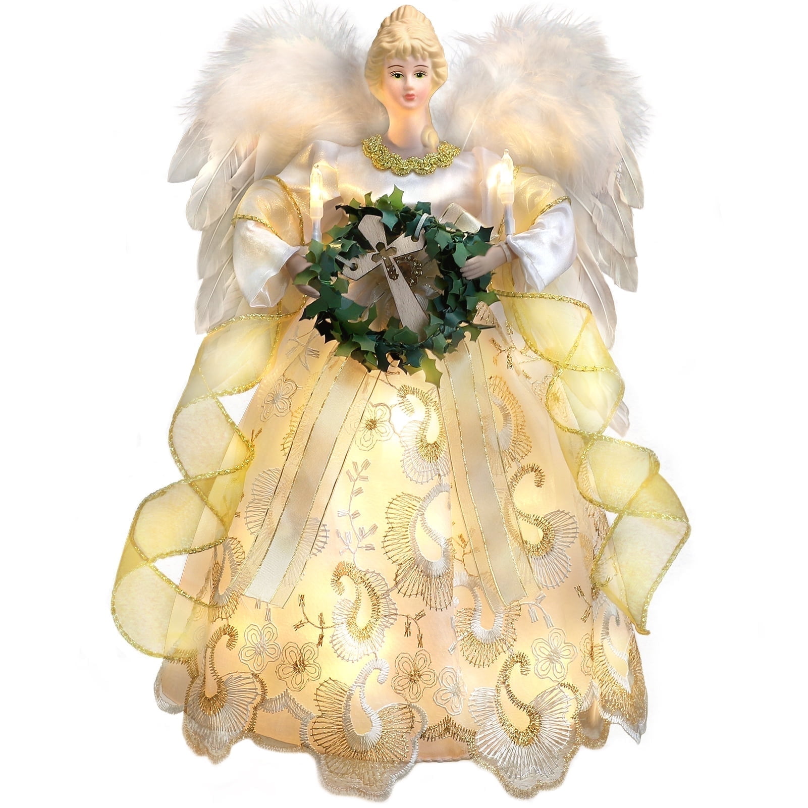 Ayieyill Angel Treetop, 12-Inch, Christmas Angel Tree Topper, Lighted ...