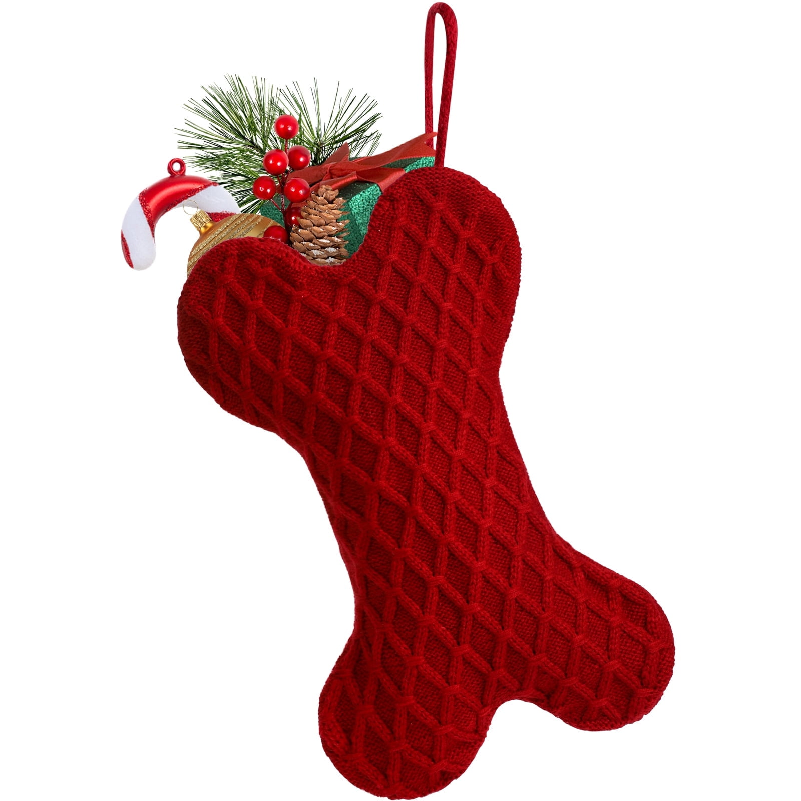 Ayieyill 18 Inch Dog Christmas Stocking, Bone Shape Stocking Christmas ...