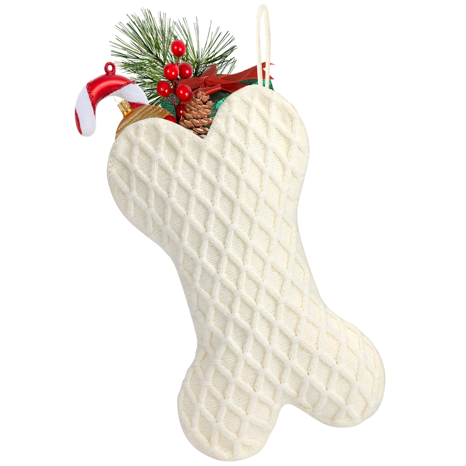 Ayieyill 18 Inch Dog Christmas Stocking, Bone Shape Stocking Christmas ...