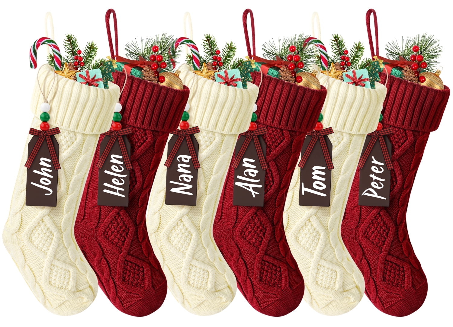 Ayieyill Christmas Stockings 6 Pack with Names Tags, Personalized ...