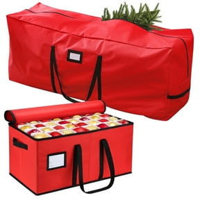 Sterilite Plastic 7.5 ft Christmas Tree Storage Container with Lid, Red ...