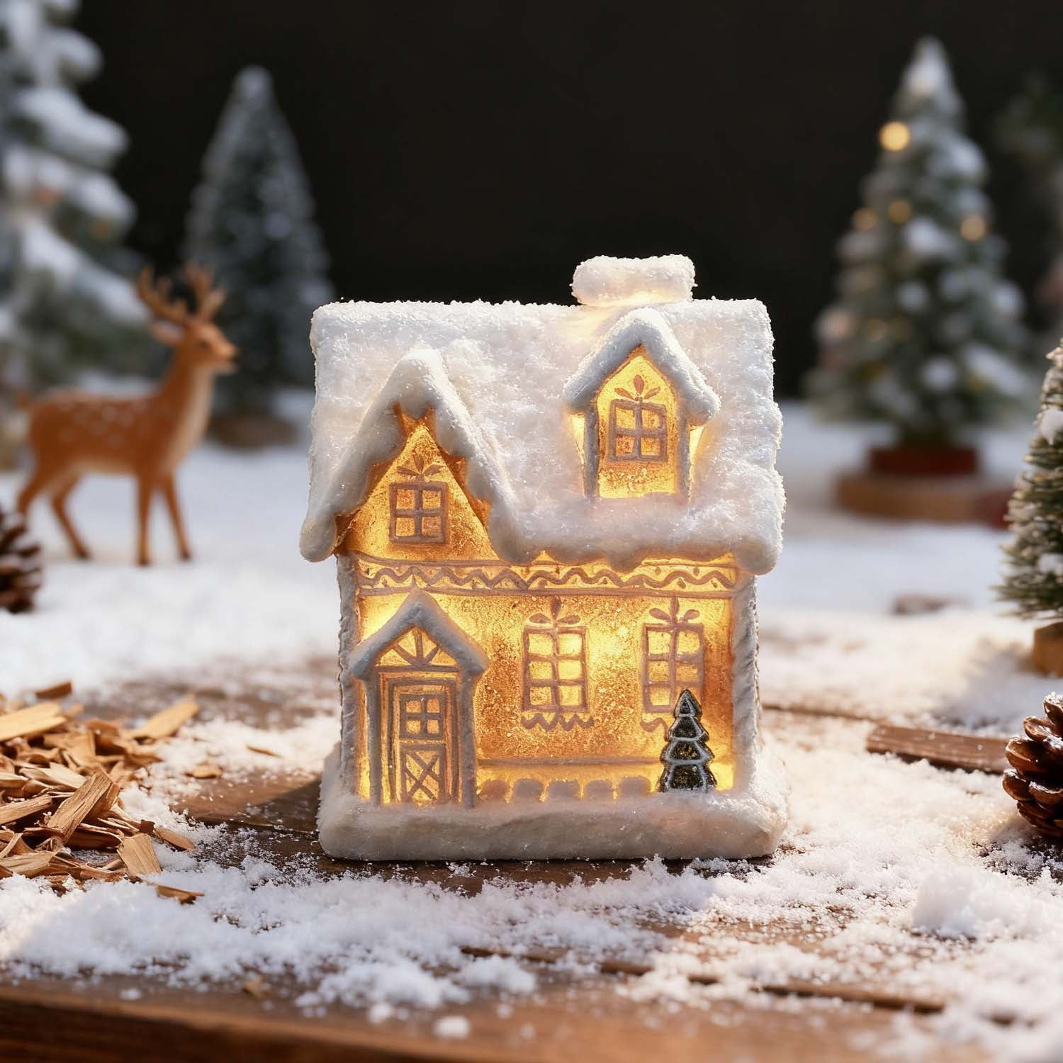 Ayieyill Christmas Village Light Up House Christmas Decorations Indoor ...