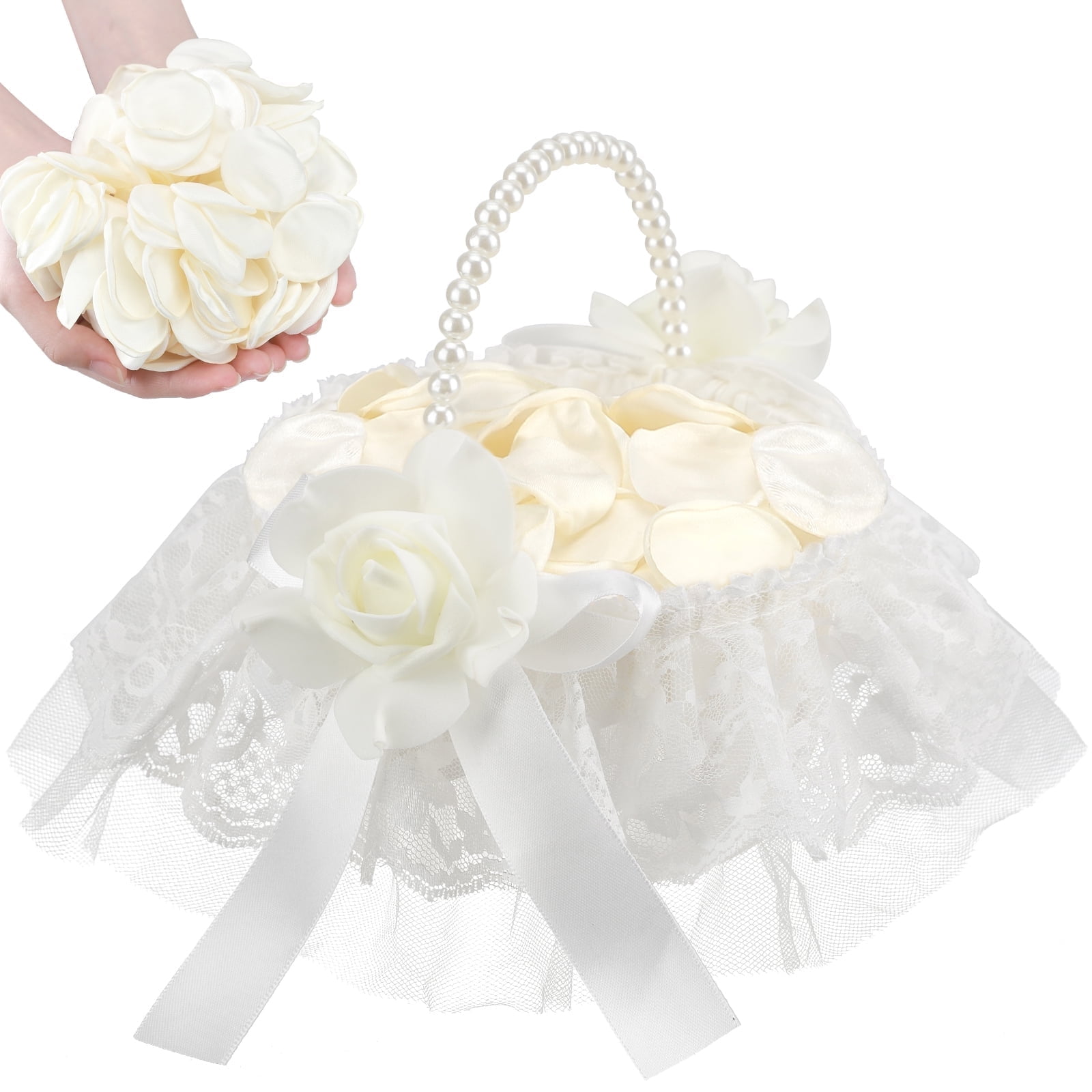 Ayieyill Wedding Baskets for Flower Girls with Pearl Handle Flower Girl ...