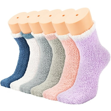 5 Pack Women Fuzzy Socks Thick Soft Warm Winter Wool Fluffy Cozy Socks ...