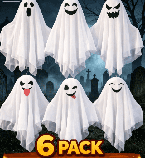 Ayieyill Halloween Hanging Ghosts Outdoor Decoration(6 Pack), Cute ...