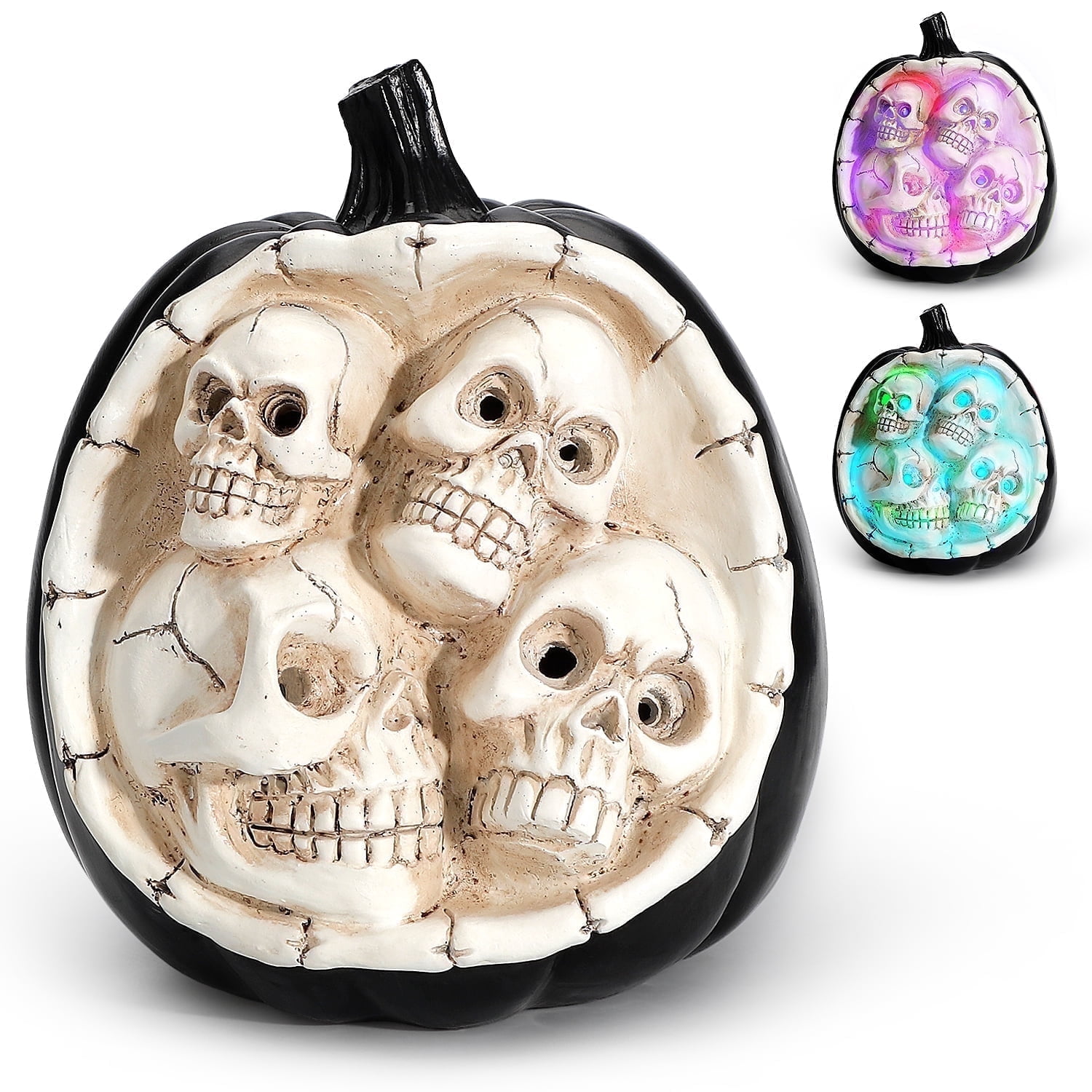 Ayieyill Light Up Halloween Pumpkin with Skulls, Color Changing ...