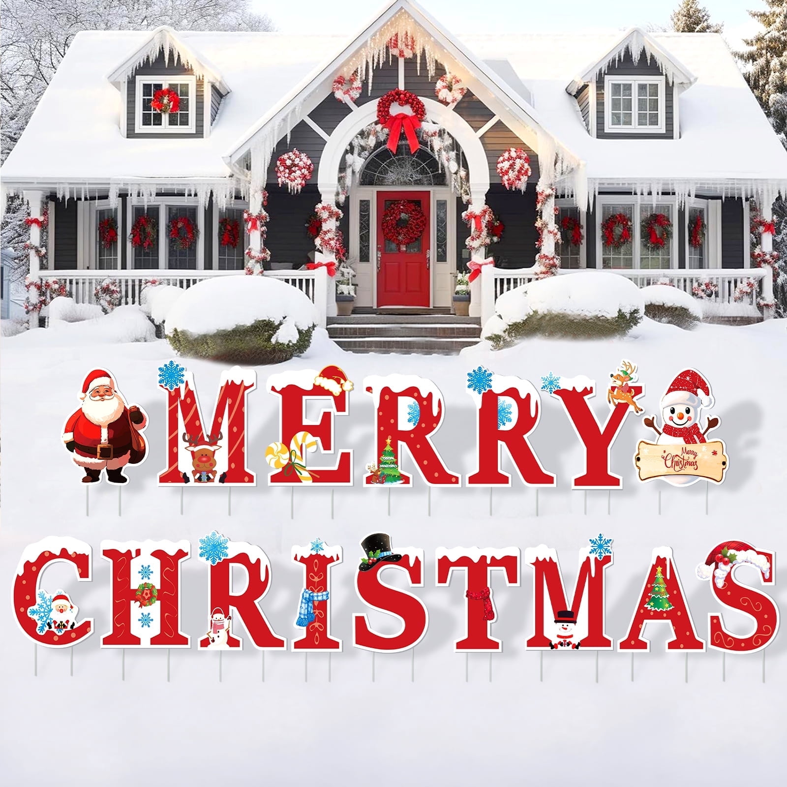 Ayieyill 16Pcs Merry Christmas Sign for Yard, Large Waterproof ...