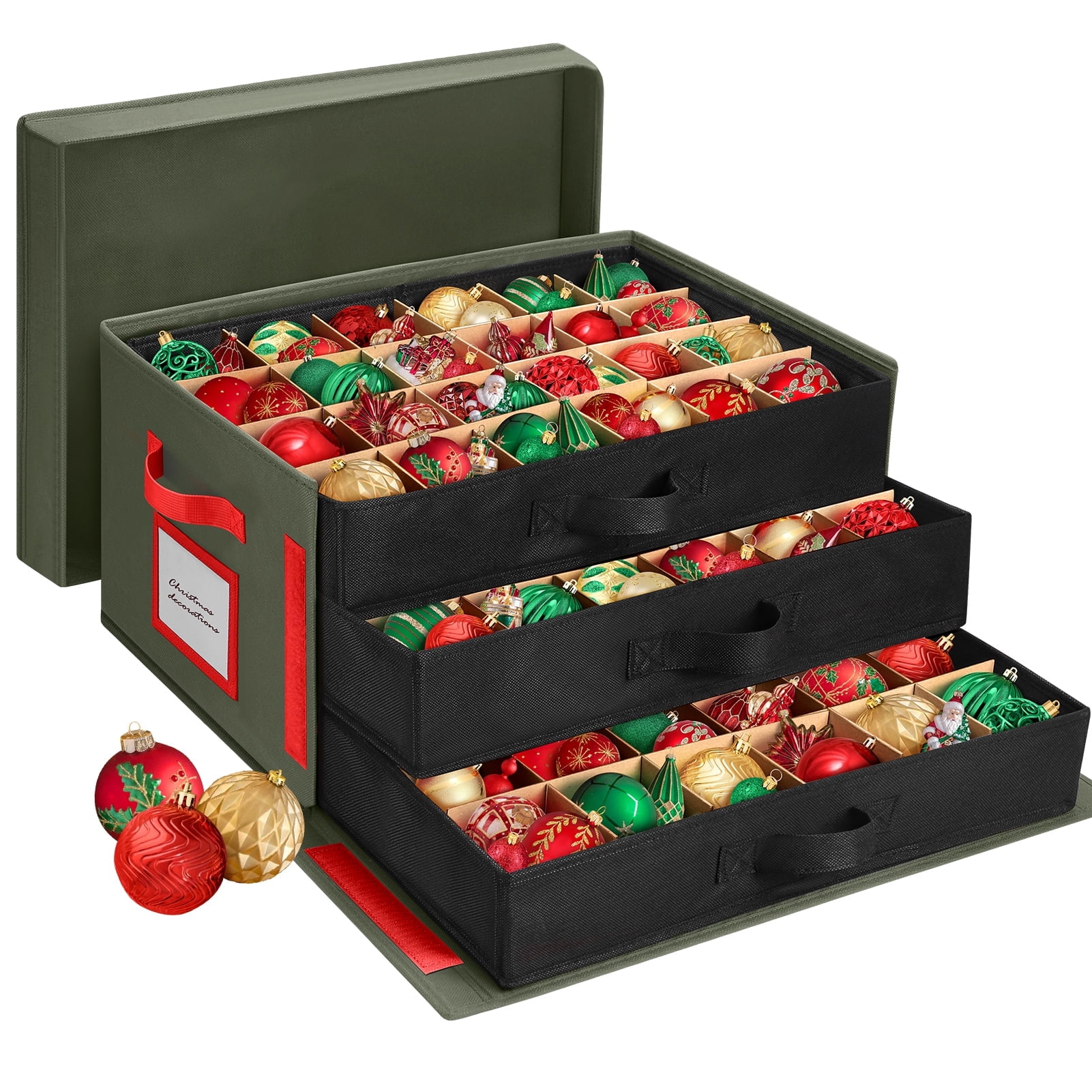 Ayieyill Premium Christmas Ornament Holder, Large Storage Box, 3 Trays ...