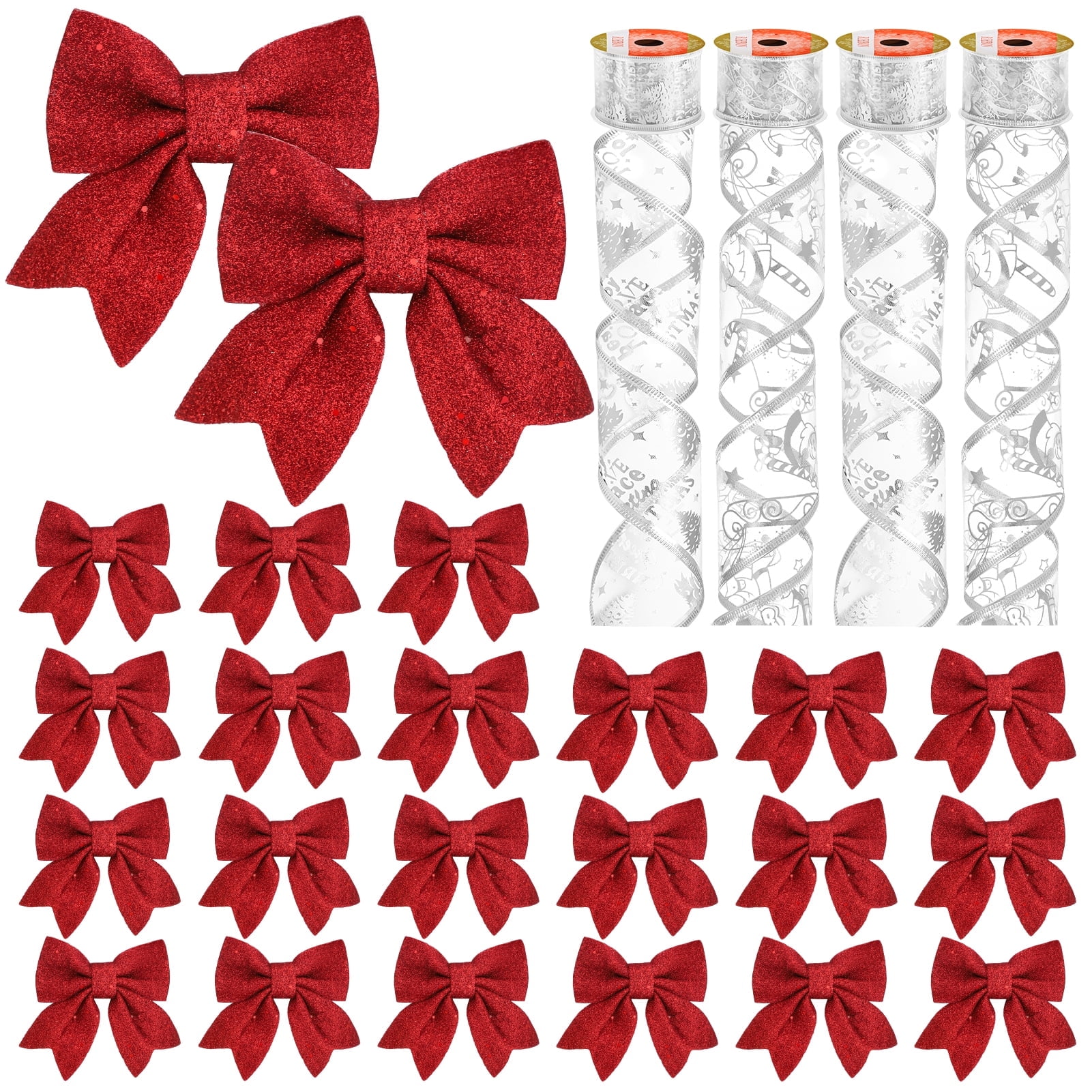Ayieyill Christmas Tree Bows and Ribbon Decorations, Christmas Tree ...