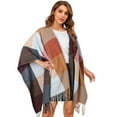 Ayieyill Women's Winter Warm Poncho, Open Front Boho Knitted Plaid ...
