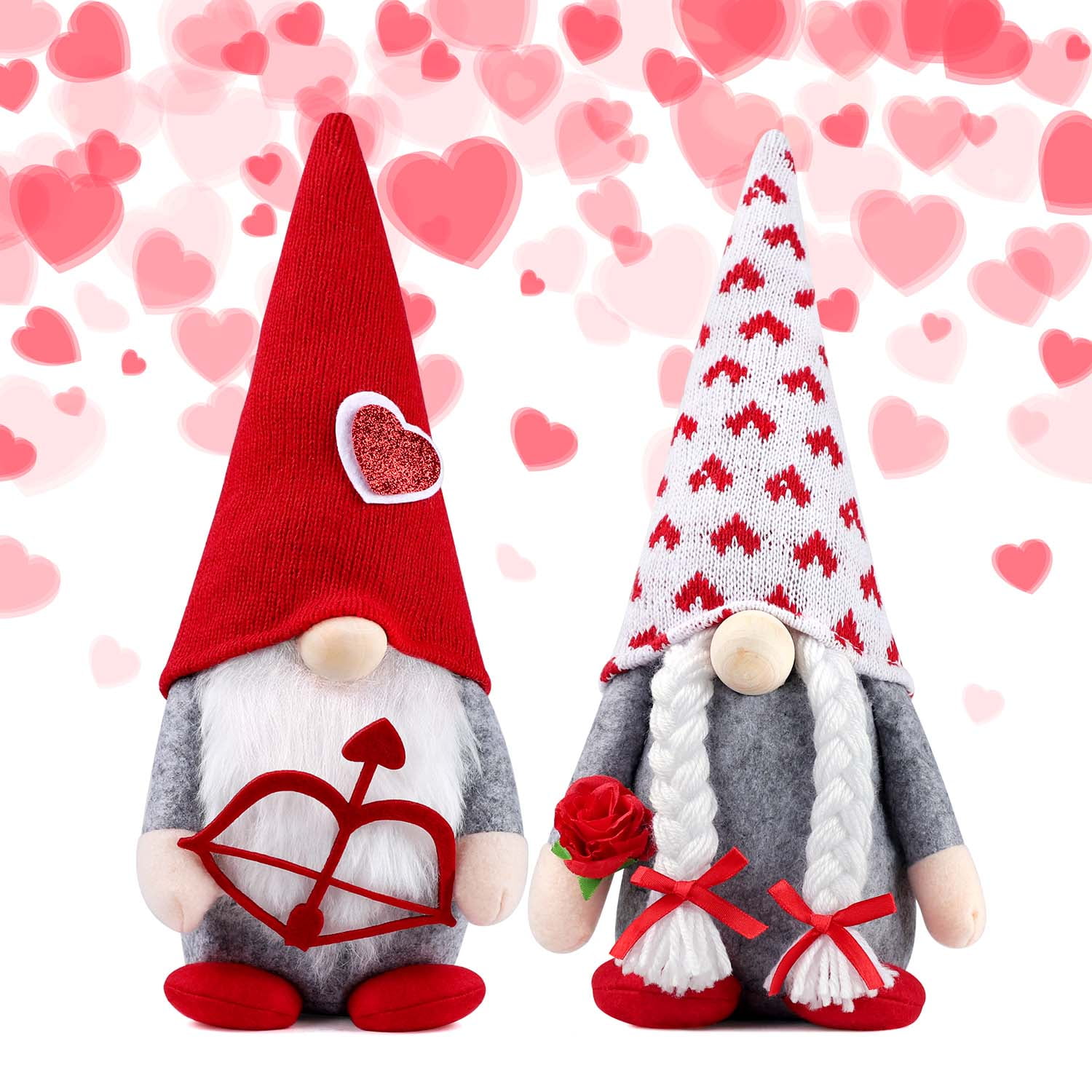 Valentines Day 2pcs Plush Gnome Decorations, Scandinavian Tomte Elf ...