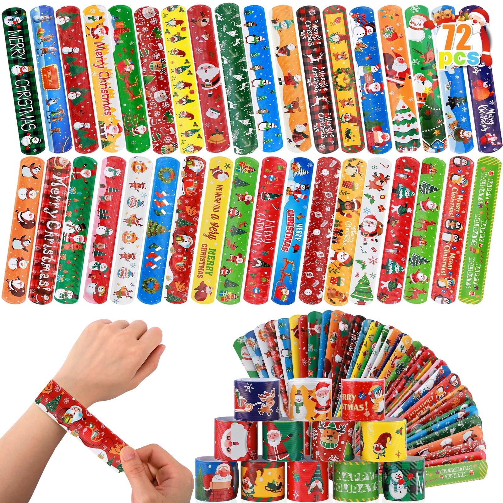 Ayieyill 72PCS Christmas Slap Bracelets for Kids, Christmas Party ...