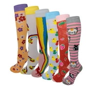 Ayla Colorful Rainbow Strips Design Knee High Socks for Kids, Big Girls ...