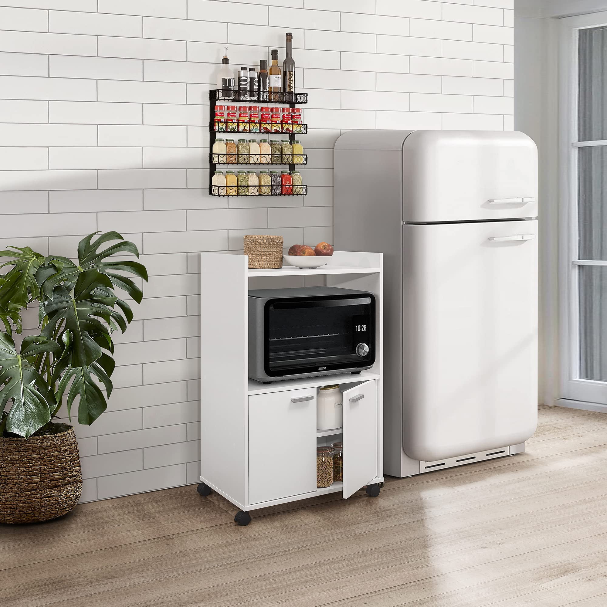 Ayla Microwave Cabinet with Storage and Upper Shelf for Kitchen ...