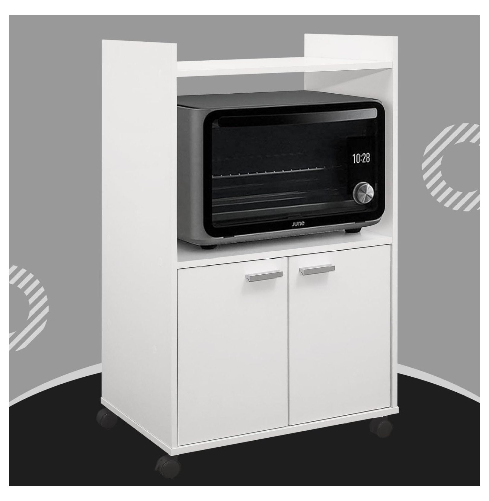 Ayla Microwave Cabinet with Storage and Upper Shelf for Kitchen ...