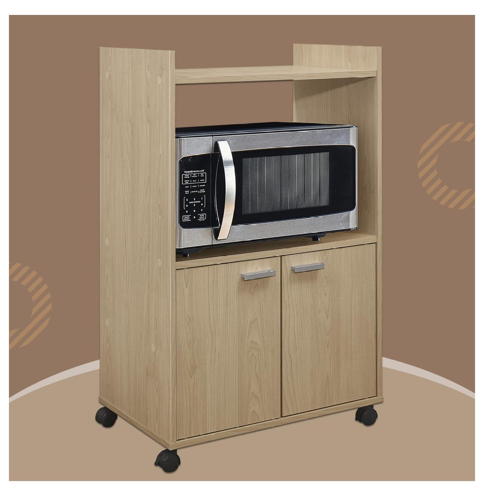 Ayla Microwave Cabinet with Storage and Upper Shelf for Kitchen ...