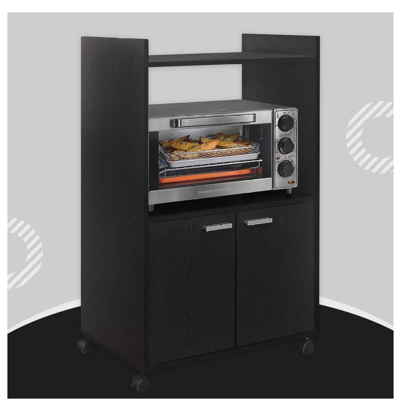 Ayla Microwave Cabinet with Storage and Upper Shelf for Kitchen ...