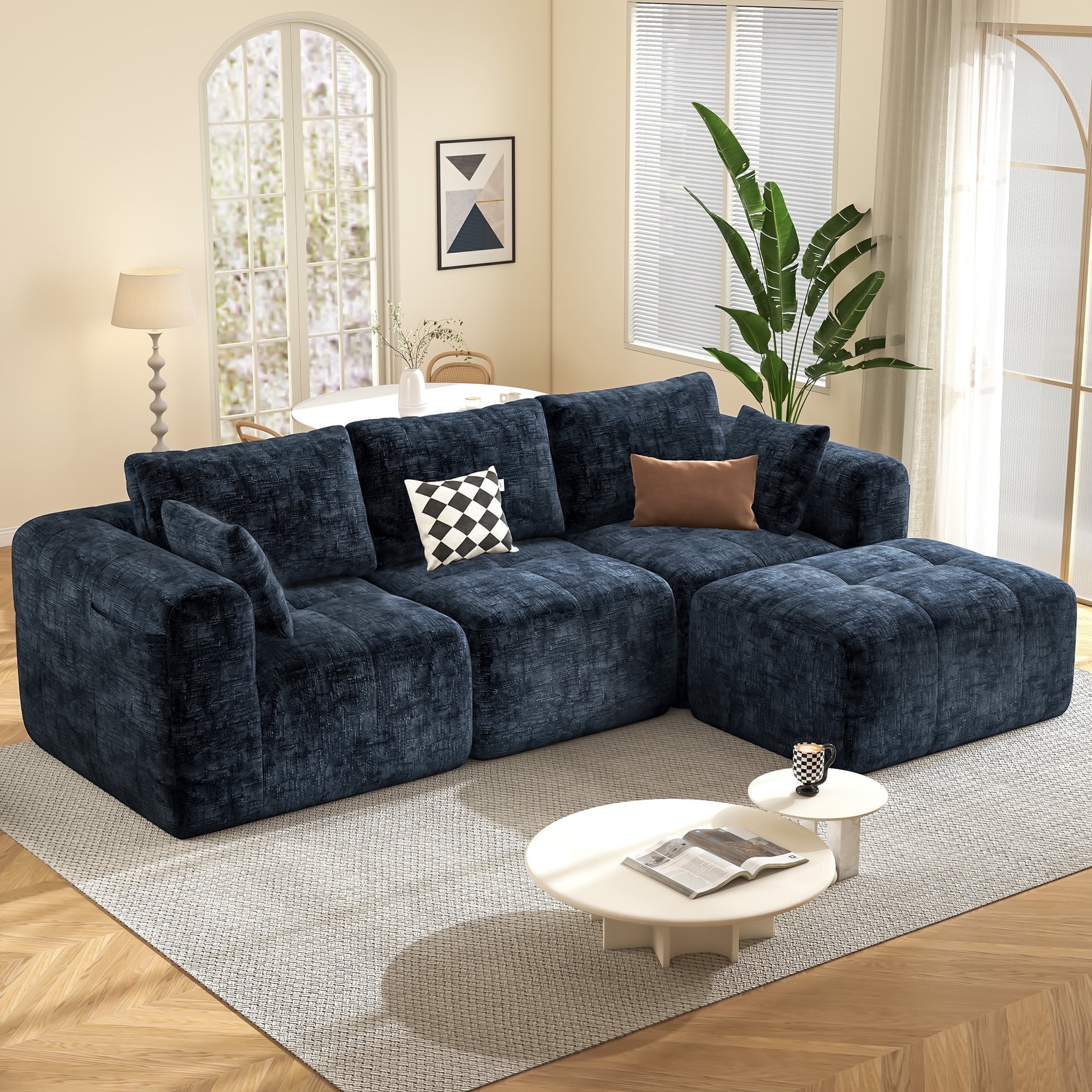 Aylenic Sectional Couches for Living Room Boneless Couch, 109" Deep ...