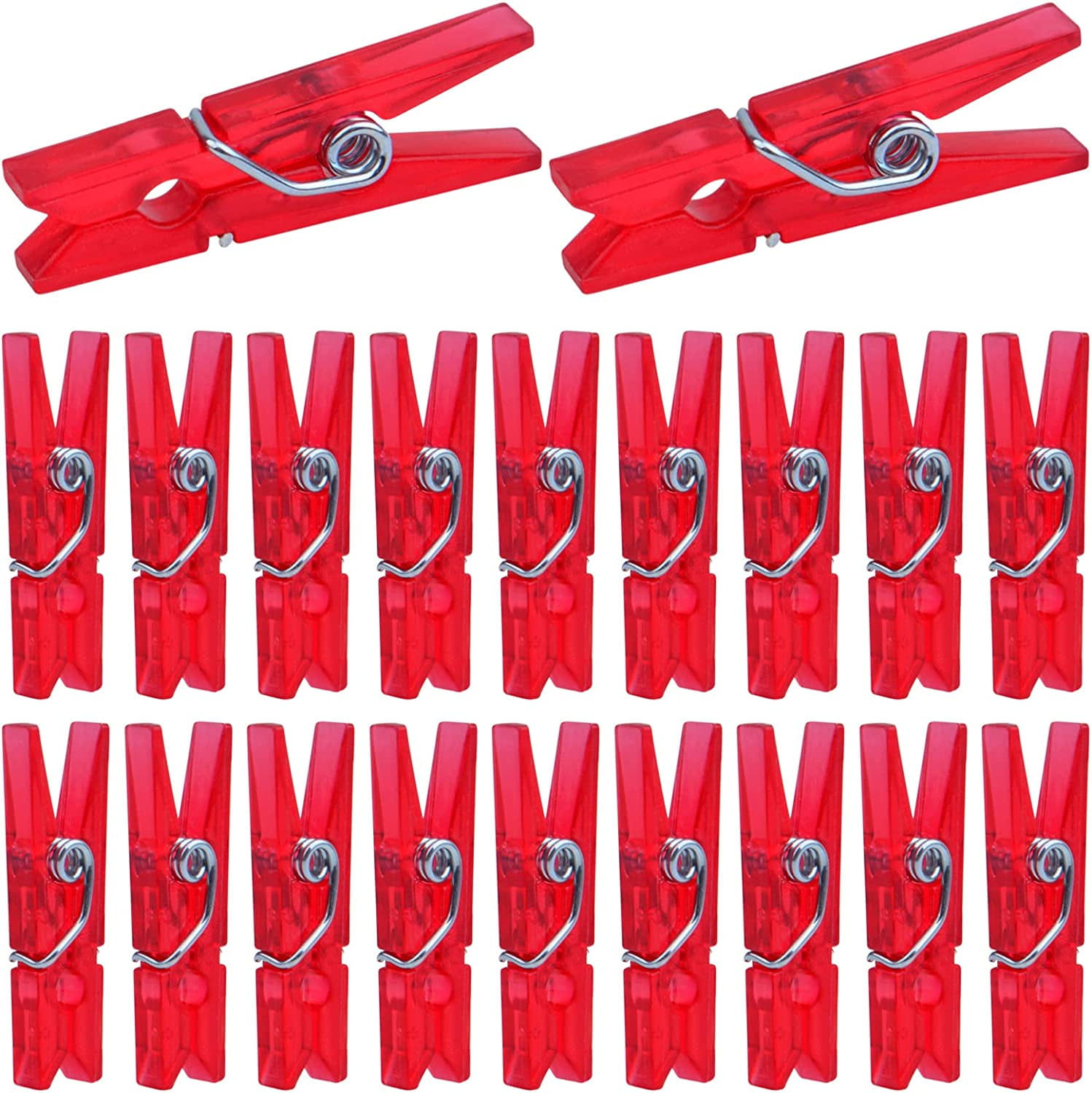 Aylifu 200 Pieces Red Plastic Clothespins Mini Transparent Craft Clips ...