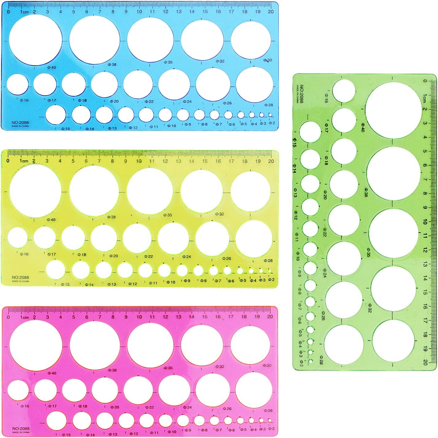 Aylifu 4 Pieces Plastic Template Ruler Circles Drawing Stencil ...