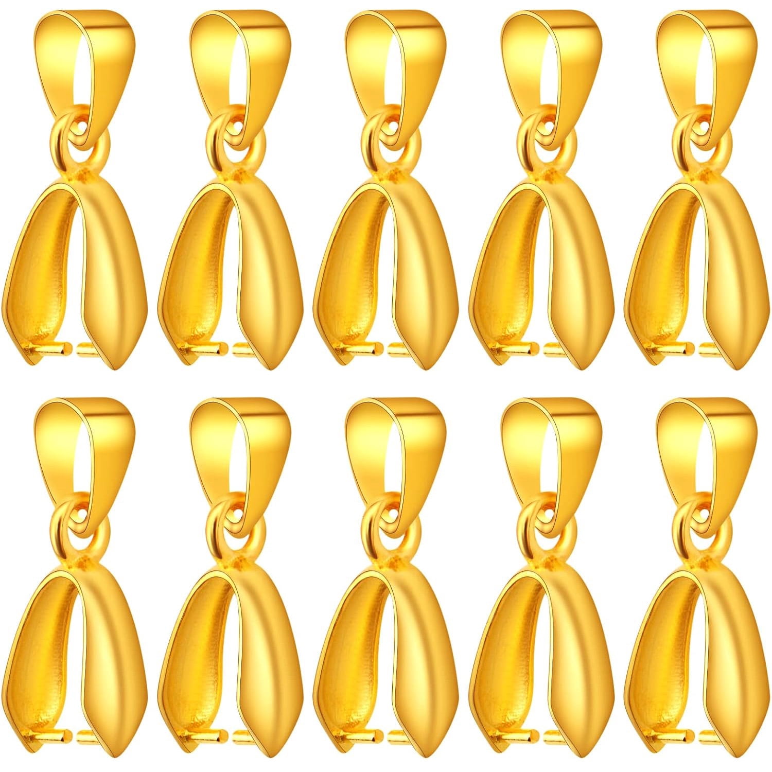 Aylifu 60 Pieces Golden Pinch Necklace Clasps Bails Brass Clip Buckle ...